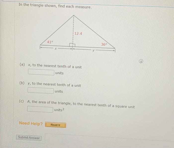 Solved In the triangle shown, find each measure. | Chegg.com