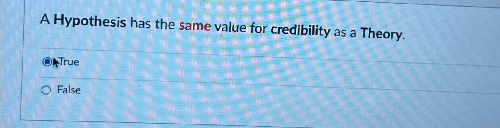 Solved A Hypothesis has the same value for credibility as a | Chegg.com