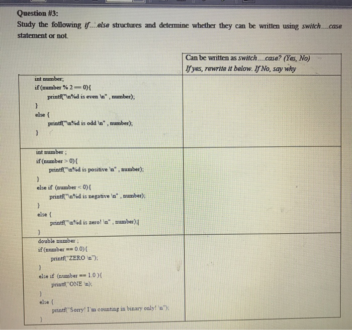 Solved Question #3: Study the following if...else structures | Chegg.com