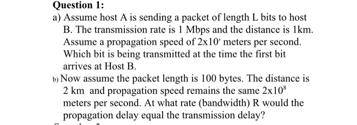 Solved Question 1: a) Assume host A is sending a packet of | Chegg.com