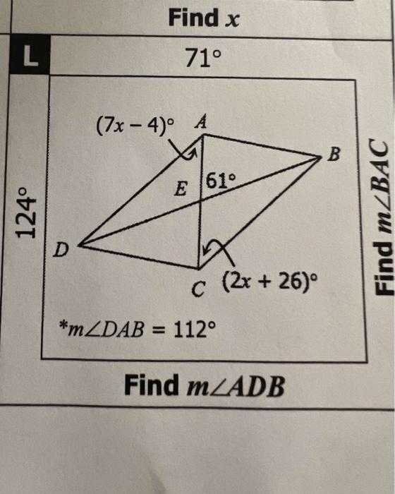 Solved Find m∠ADB | Chegg.com
