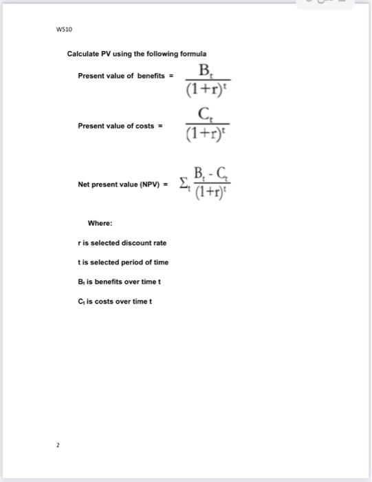 Solved WS10 Calculate PV using the following formula B, | Chegg.com
