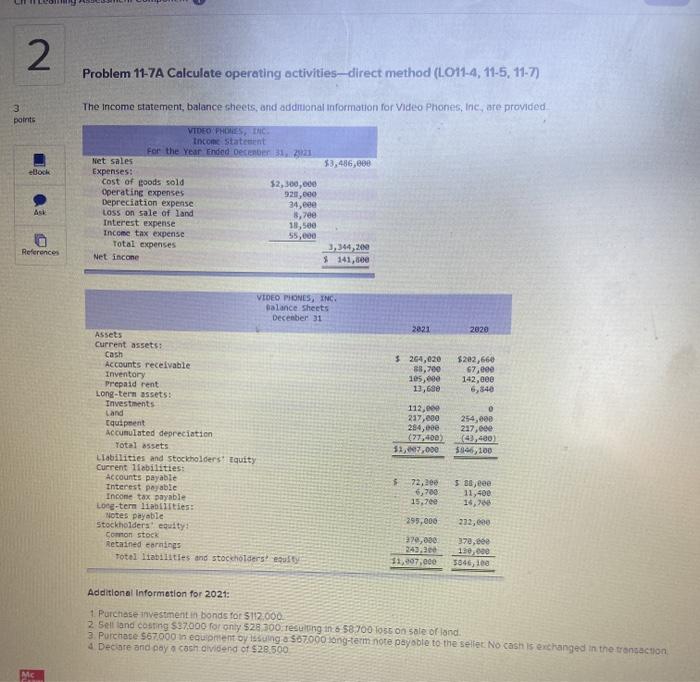 Solved 2 Problem 11-7A Calculate operating activities-direct | Chegg.com