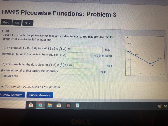 Solved HW15 Piecewise Functions: Problem 3 Prev Up Next (1 | Chegg.com