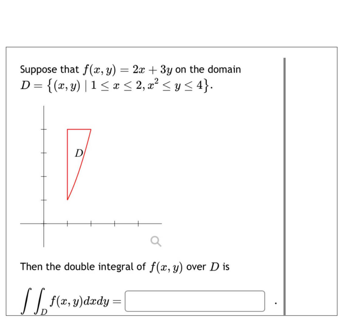 Solved Suppose that f(x,y)=2x+3y ﻿on the domain | Chegg.com