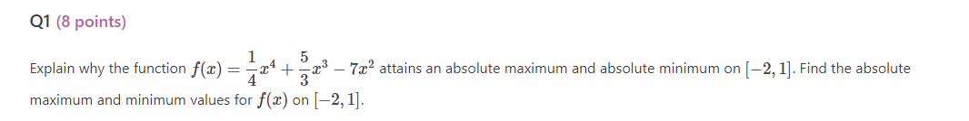 Solved Q1 (8 ﻿points)Explain why the function | Chegg.com