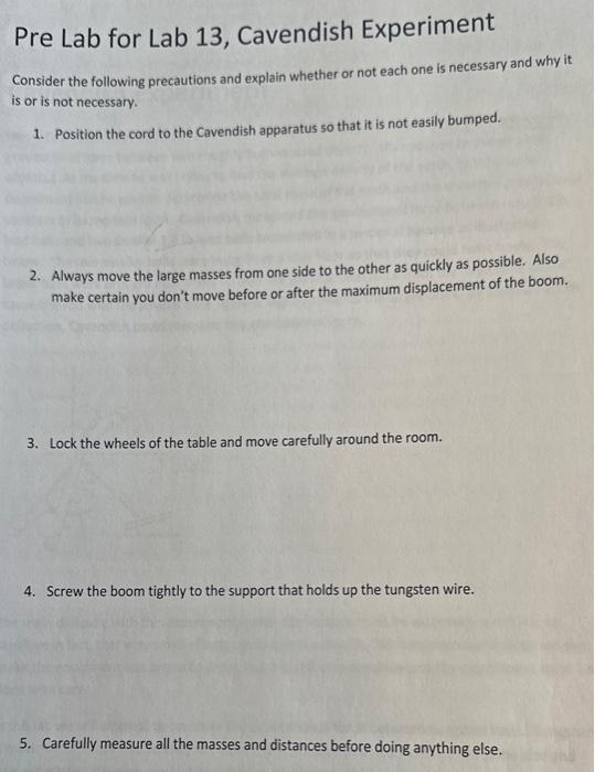 Solved Pre Lab for Lab 13, Cavendish Experiment Consider the | Chegg.com
