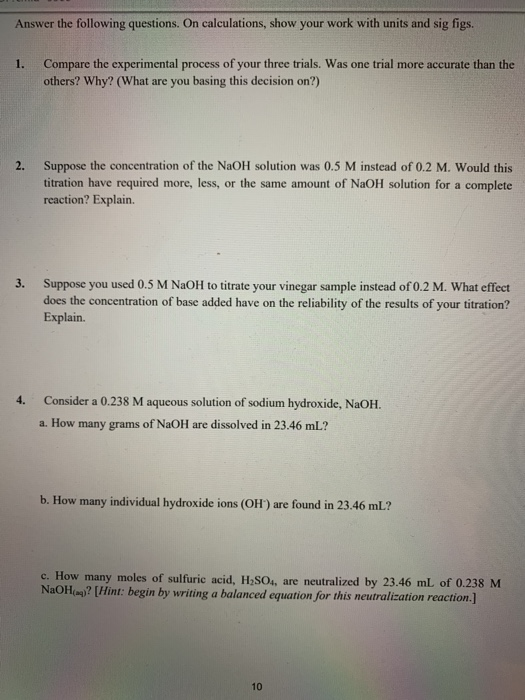 Solved Answer the following questions. On calculations, show | Chegg.com