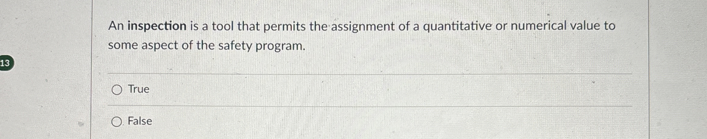 Solved An inspection is a tool that permits the assignment | Chegg.com