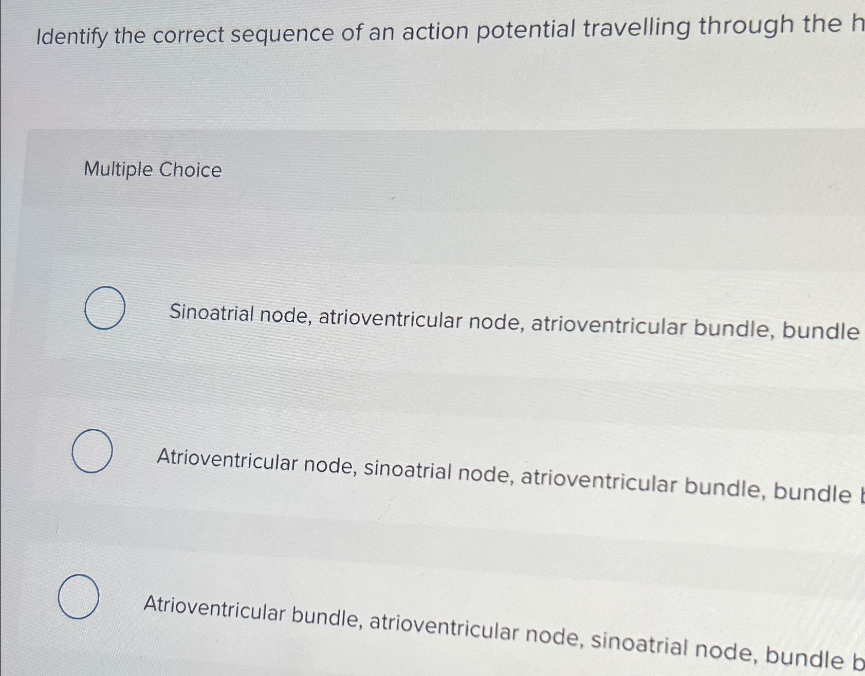Solved Identify the correct sequence of an action potential | Chegg.com
