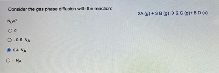 Solved Consider the gas phase diffusion with the reaction: | Chegg.com