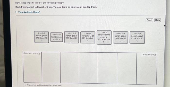 Solved Rank these systerns in order of decreasing entropy. | Chegg.com