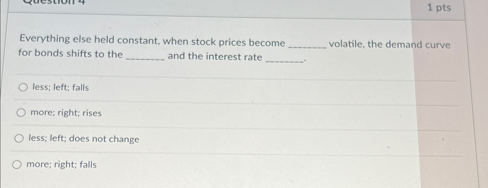 Solved 1 ﻿ptsEverything else held constant, when stock | Chegg.com