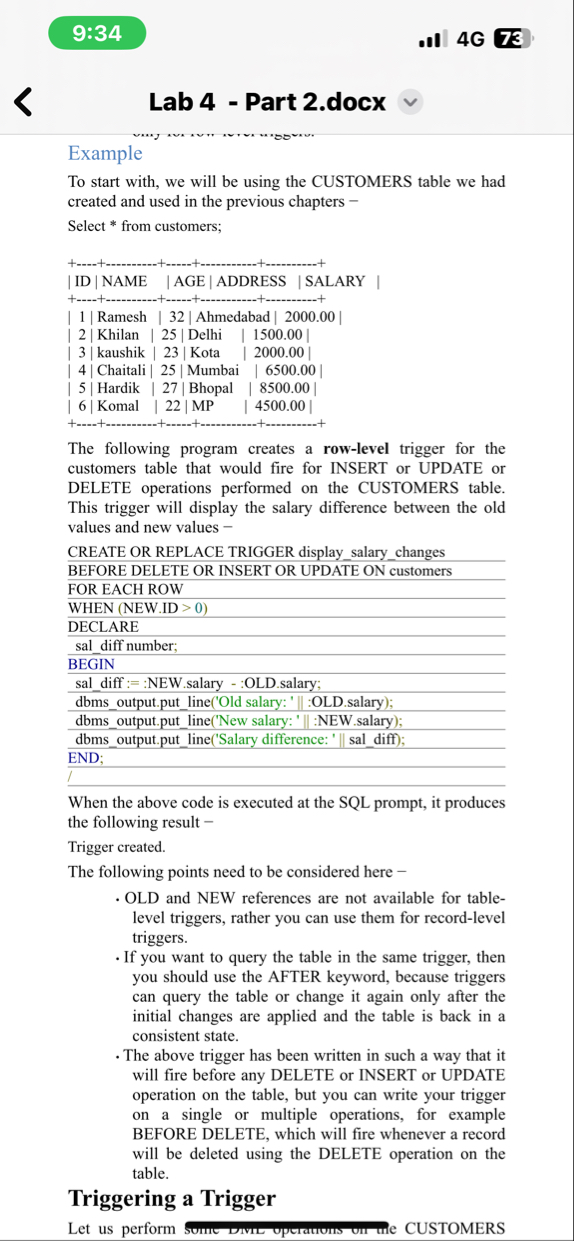 Solved Triggering a TriggerLet us perform some DML | Chegg.com