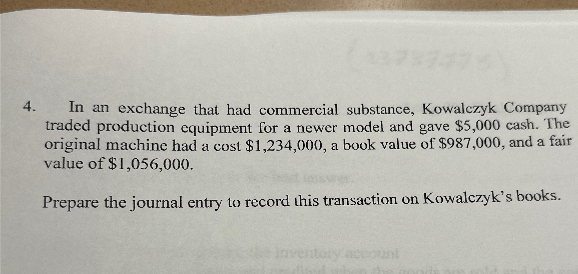 Solved In an exchange that had commercial substance, | Chegg.com