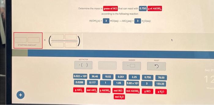 Solved Determine the mass it in grams of the that can react | Chegg.com