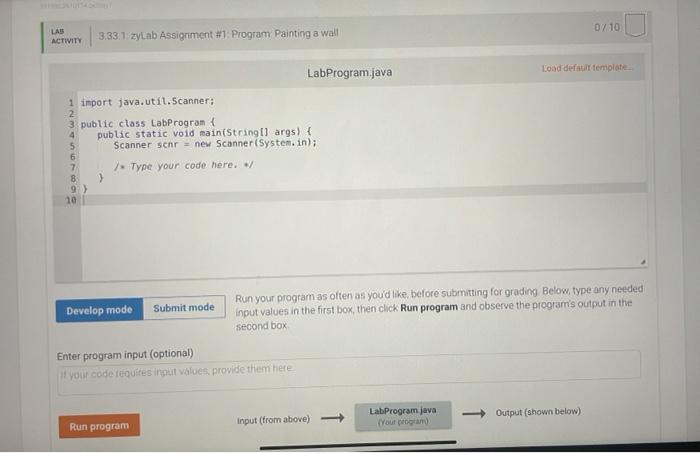 Solved 3.33 zyLab Assignment #1: Program: Painting a wall | Chegg.com