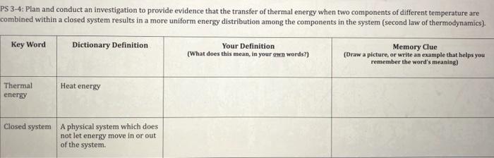 PS 3-4: Plan and conduct an investigation to provide | Chegg.com