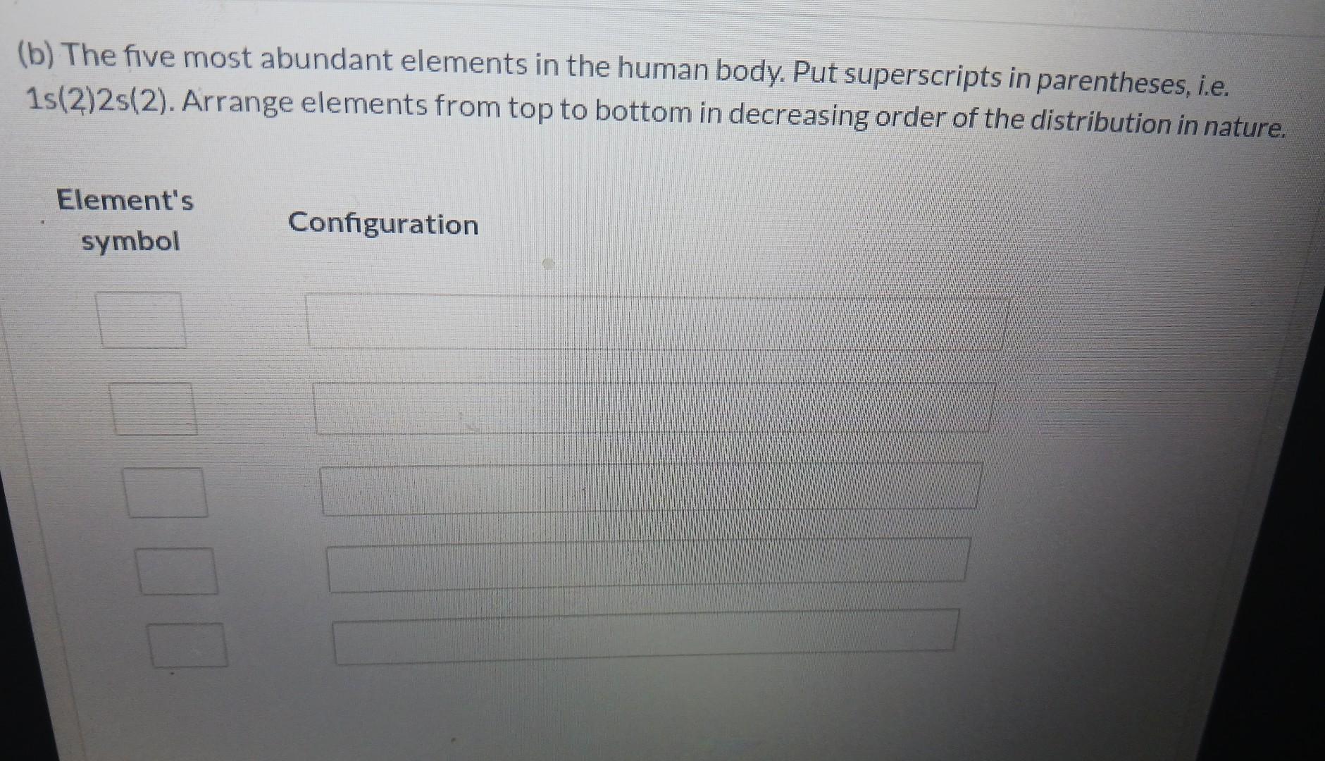 Solved (a) The four most abundant elements in the Earth's | Chegg.com