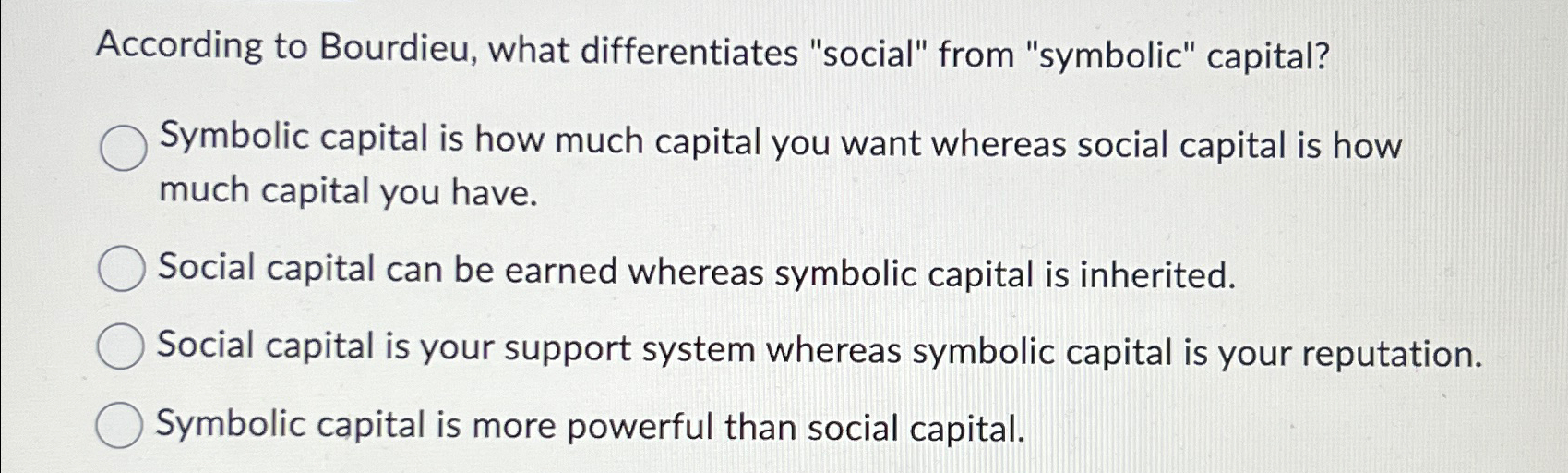 Solved According to Bourdieu, what differentiates "social" | Chegg.com