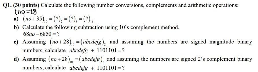 Solved Q1. (30 points) Calculate the following number | Chegg.com