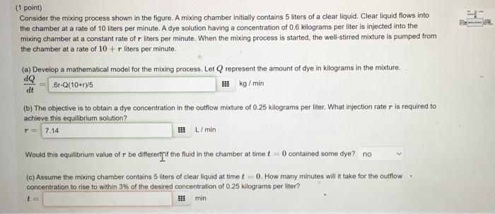 Solved (1 point) Consider the mixing process shown in the | Chegg.com