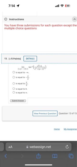 Solved You have three submissions for each question except | Chegg.com
