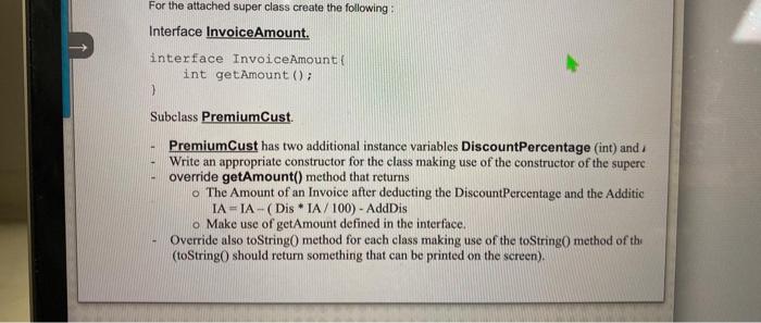 Solved Interface InvoiceAmount. Interface InvoiceAmount( int | Chegg.com