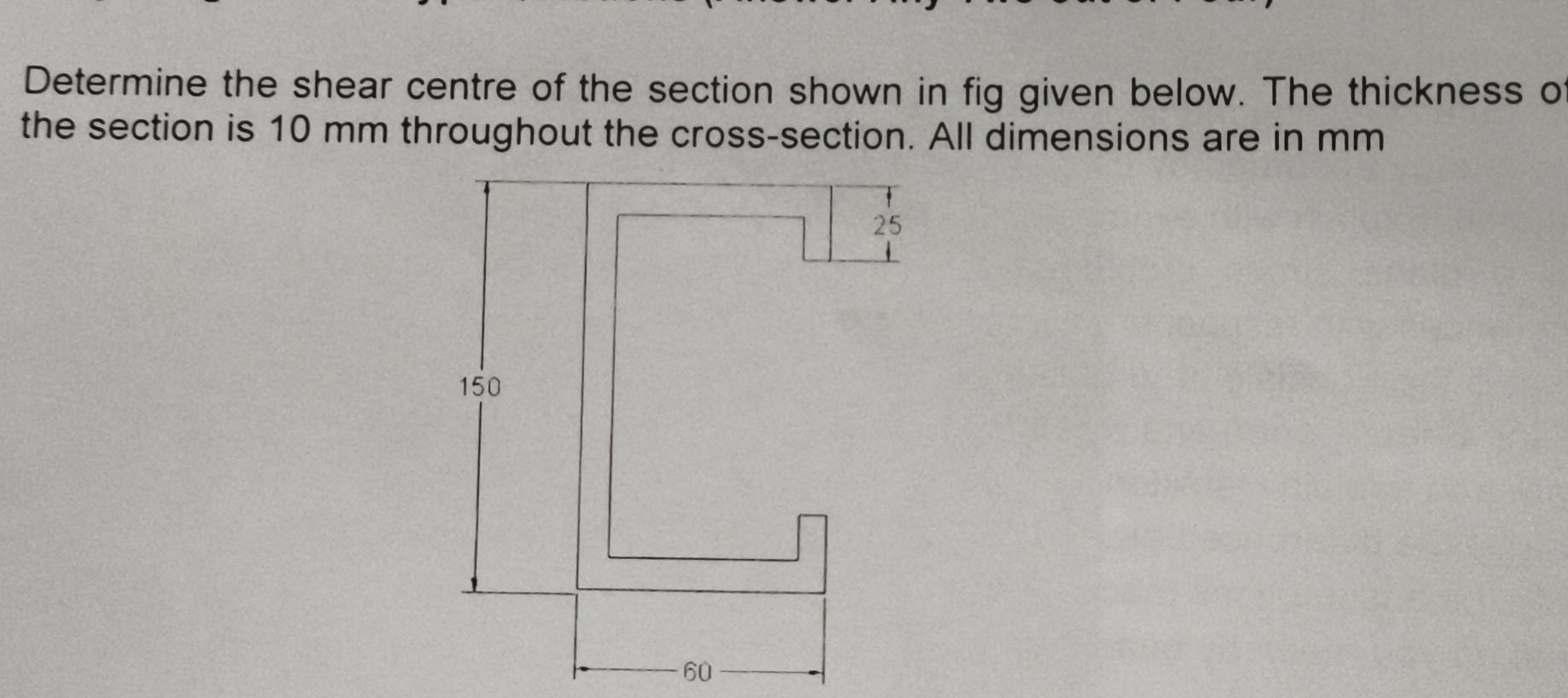 Solved Determine the shear centre of the section shown in | Chegg.com