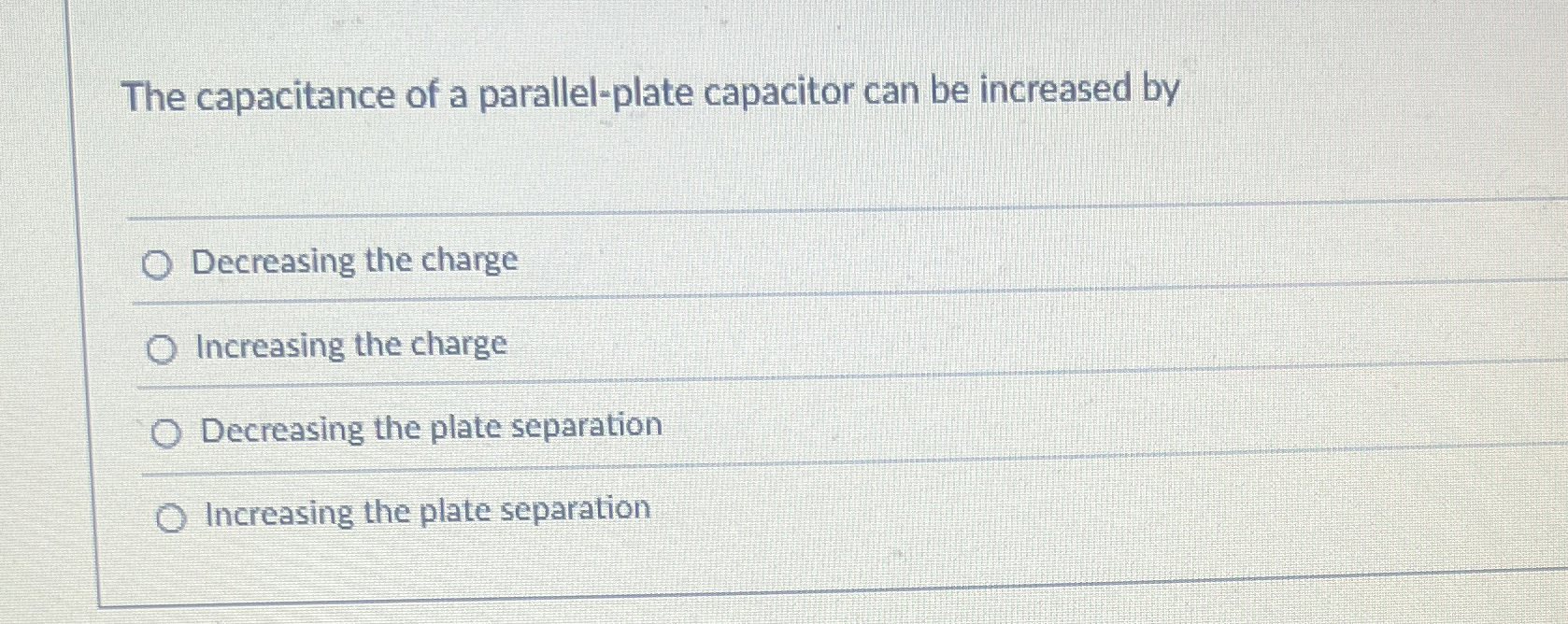 Solved The capacitance of a parallel-plate capacitor can be | Chegg.com