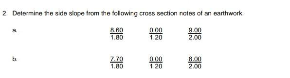 Solved 2. Determine the side slope from the following cross | Chegg.com