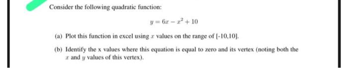 Solved Consider the following quadratic function: y = 6x - | Chegg.com