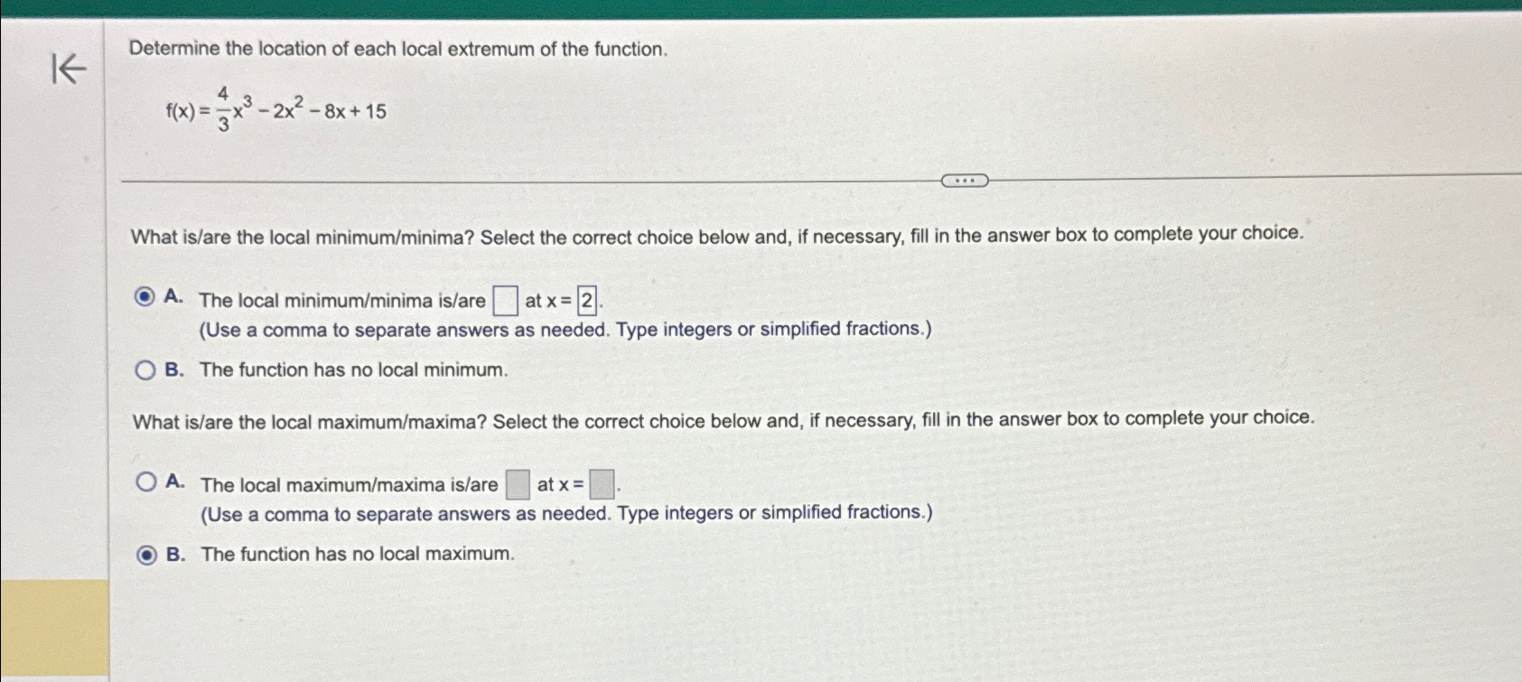 Solved Determine the location of each local extremum of the | Chegg.com