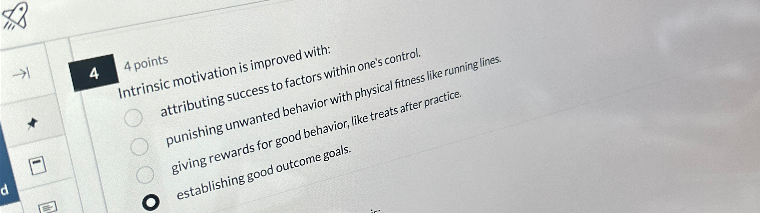 Solved 44 ﻿points ﻿attributing success to factors punishing | Chegg.com