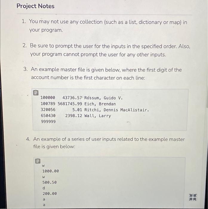 Solved Project Objectives • Use file processing and | Chegg.com