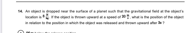 Solved An object is dropped near the surface of a planet | Chegg.com