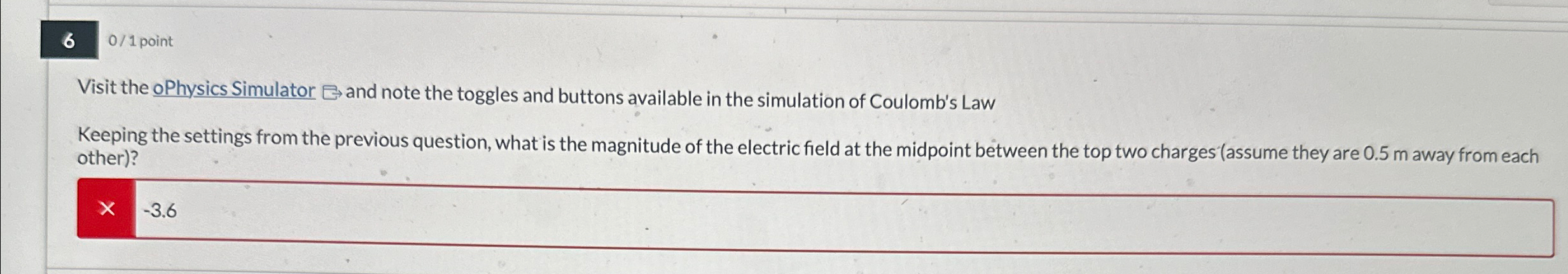 Solved 60/1 ﻿pointVisit the oPhysics Simulator G ﻿and note | Chegg.com