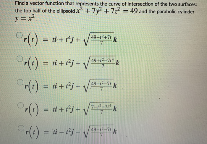 Solved Find a vector function that represents the curve of | Chegg.com