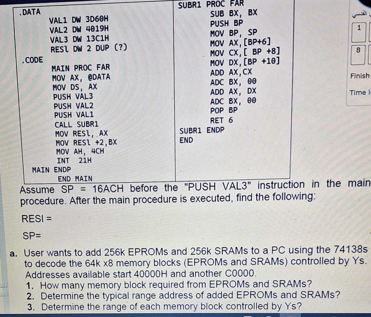 Solved Assume SP =16ACH before the "PUSH VAL3" ﻿instruction | Chegg.com