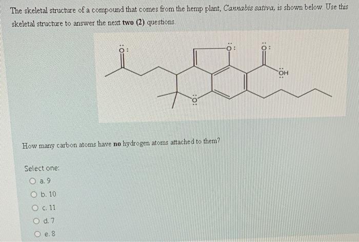 Solved The skeletal structure of a compound that comes from | Chegg.com