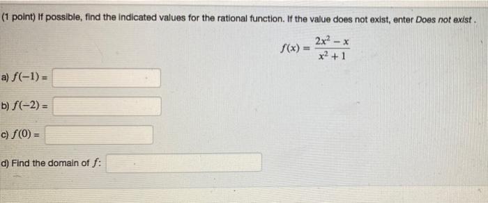 Solved (1 point) If possible, find the indicated values for | Chegg.com