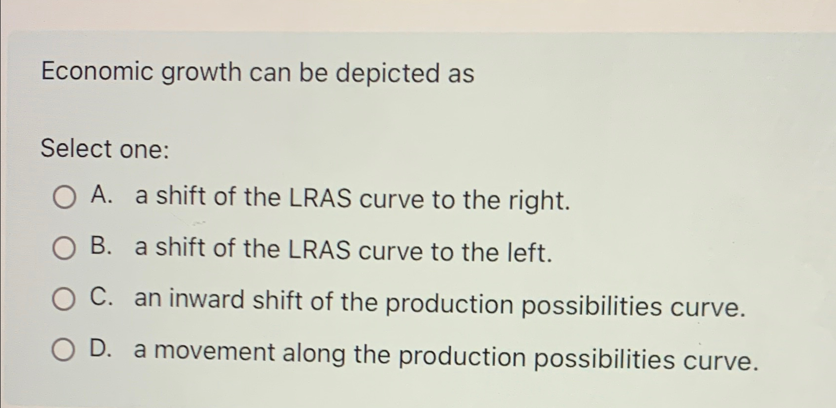 Solved Economic growth can be depicted asSelect one:A. ﻿a | Chegg.com