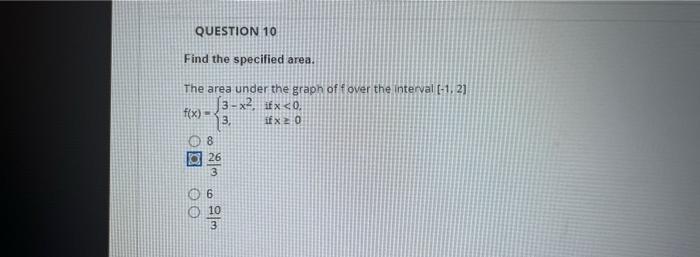 Solved Find the specified area. The area under the graph of | Chegg.com