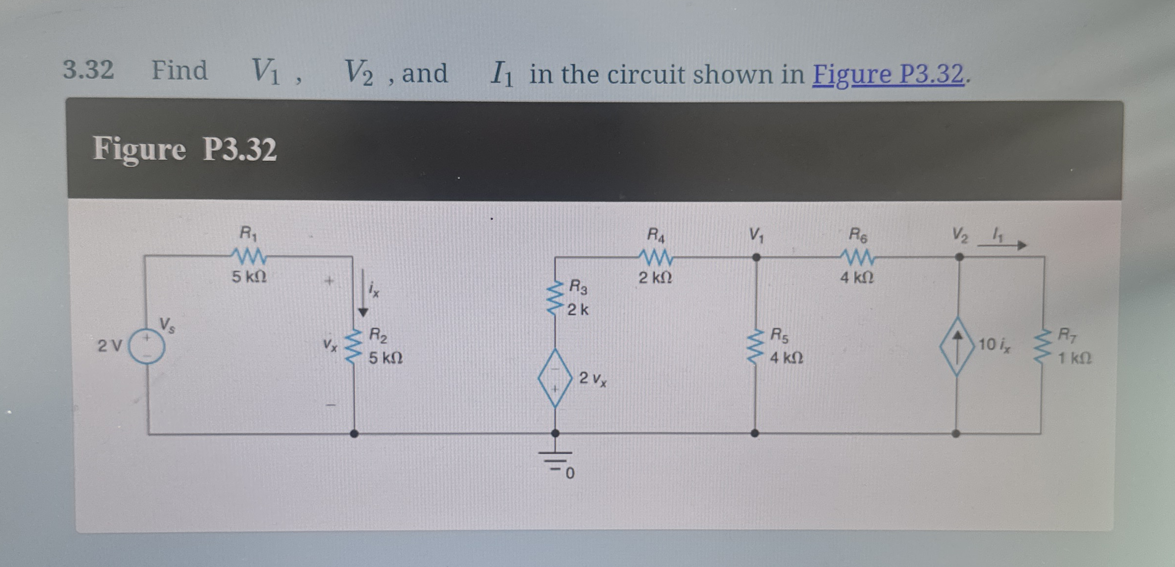 Solved 3 32 ﻿find V1 V2 ﻿and I1 ﻿in The Circuit Shown In