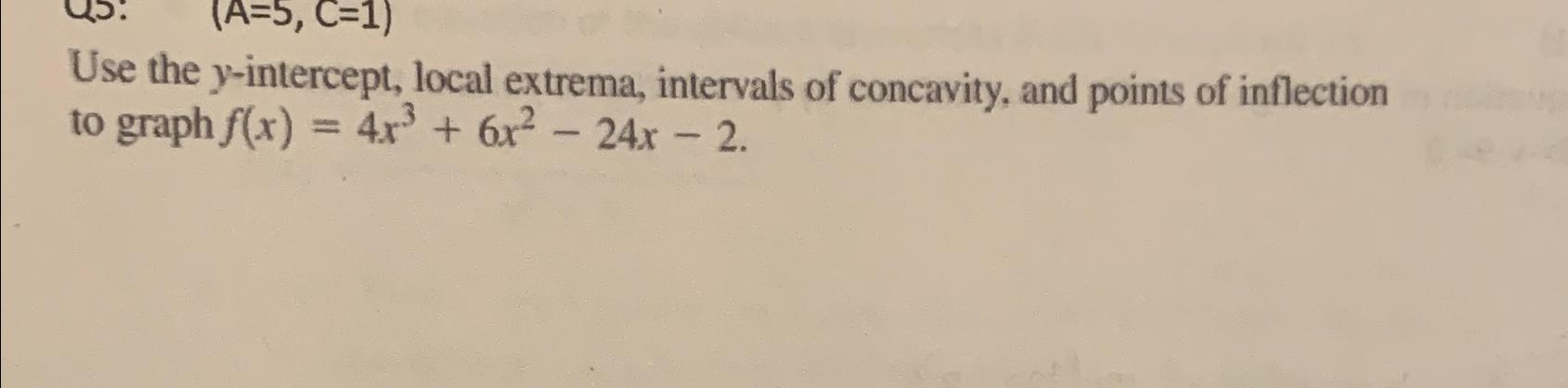 Solved Use the y-intercept, local extrema, intervals of | Chegg.com
