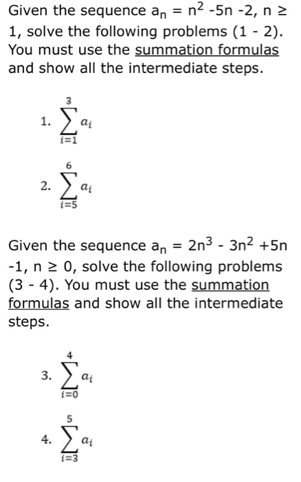 Solved n2-5n-2, n 1, solve the following problems (1 - 2) | Chegg.com