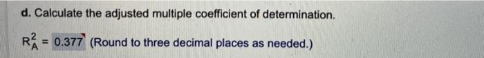 Solved b. Calculate the multiple coefficient of | Chegg.com