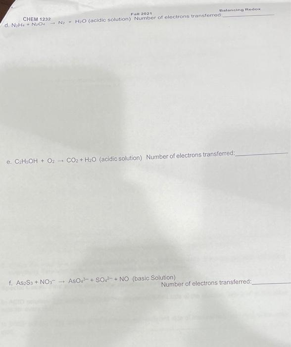 Solved Part IV: Balancing redox reactions in acid and base | Chegg.com