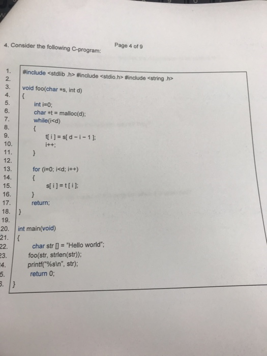 Solved 4. Consider the following C-program: Page 4 of 9 1. | Chegg.com