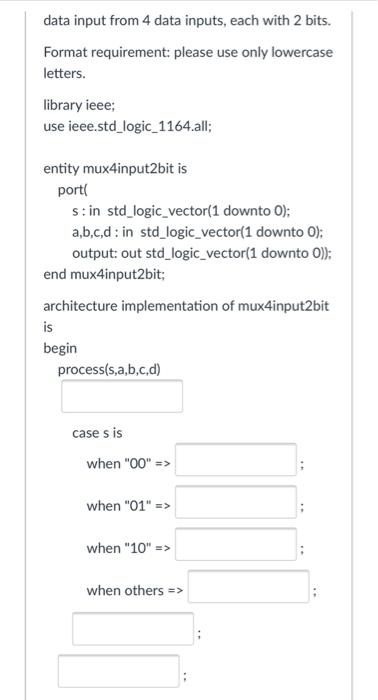 Solved data input from 4 data inputs, each with 2 bits. | Chegg.com